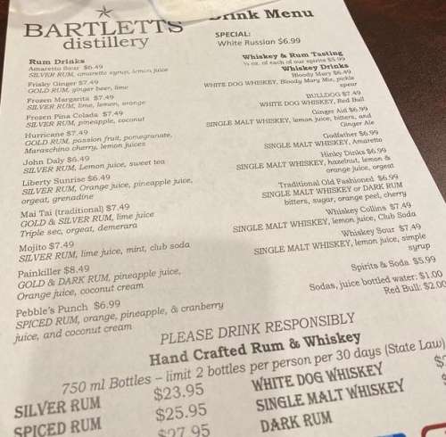 Bartletts Distillery, LLC menu in Conroe, Texas, USA