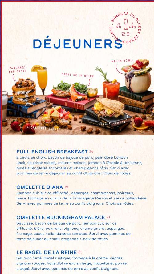 London Jack menu in Québec, Quebec, Canada