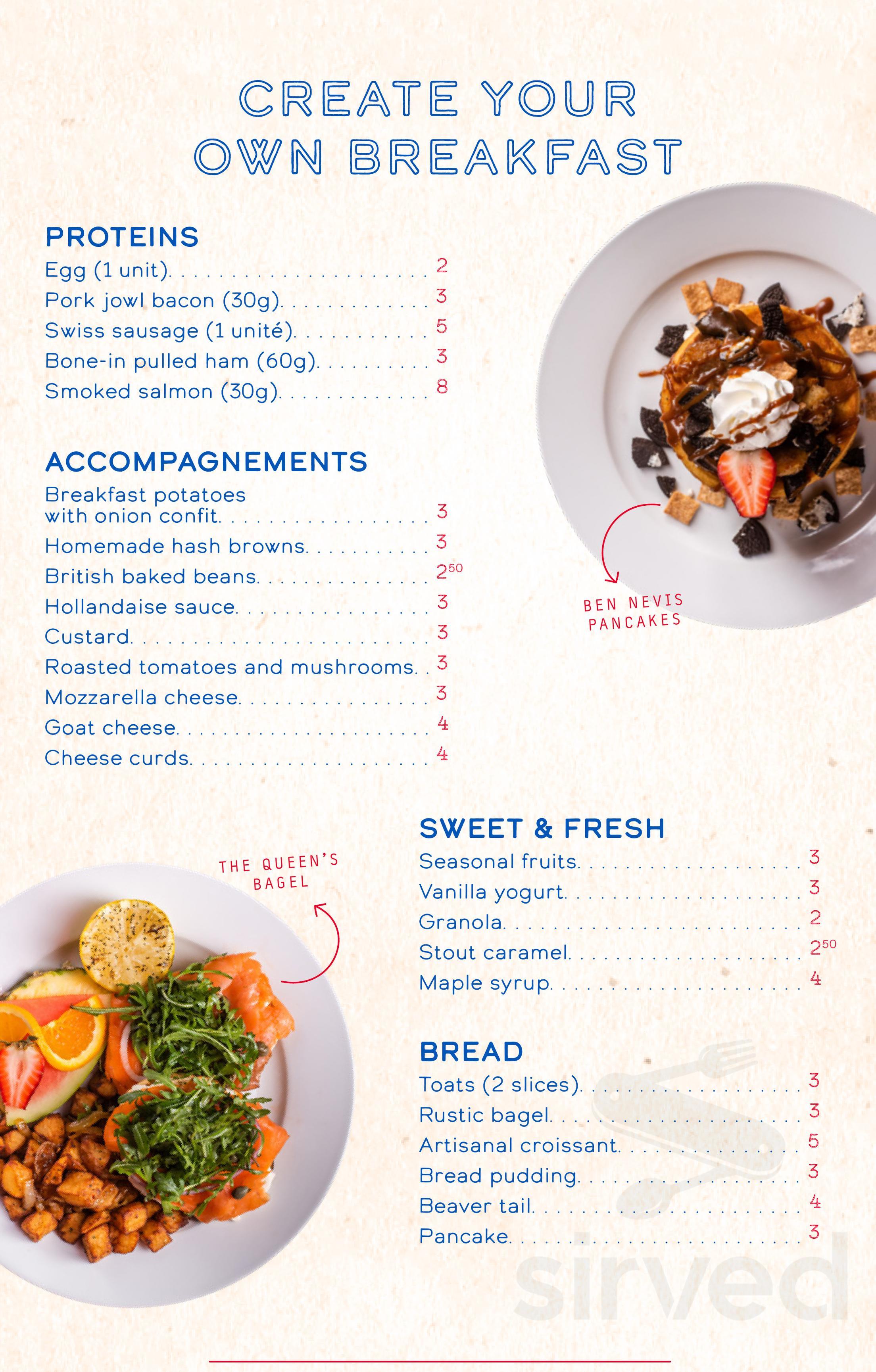 London Jack menu in Québec, Quebec, Canada