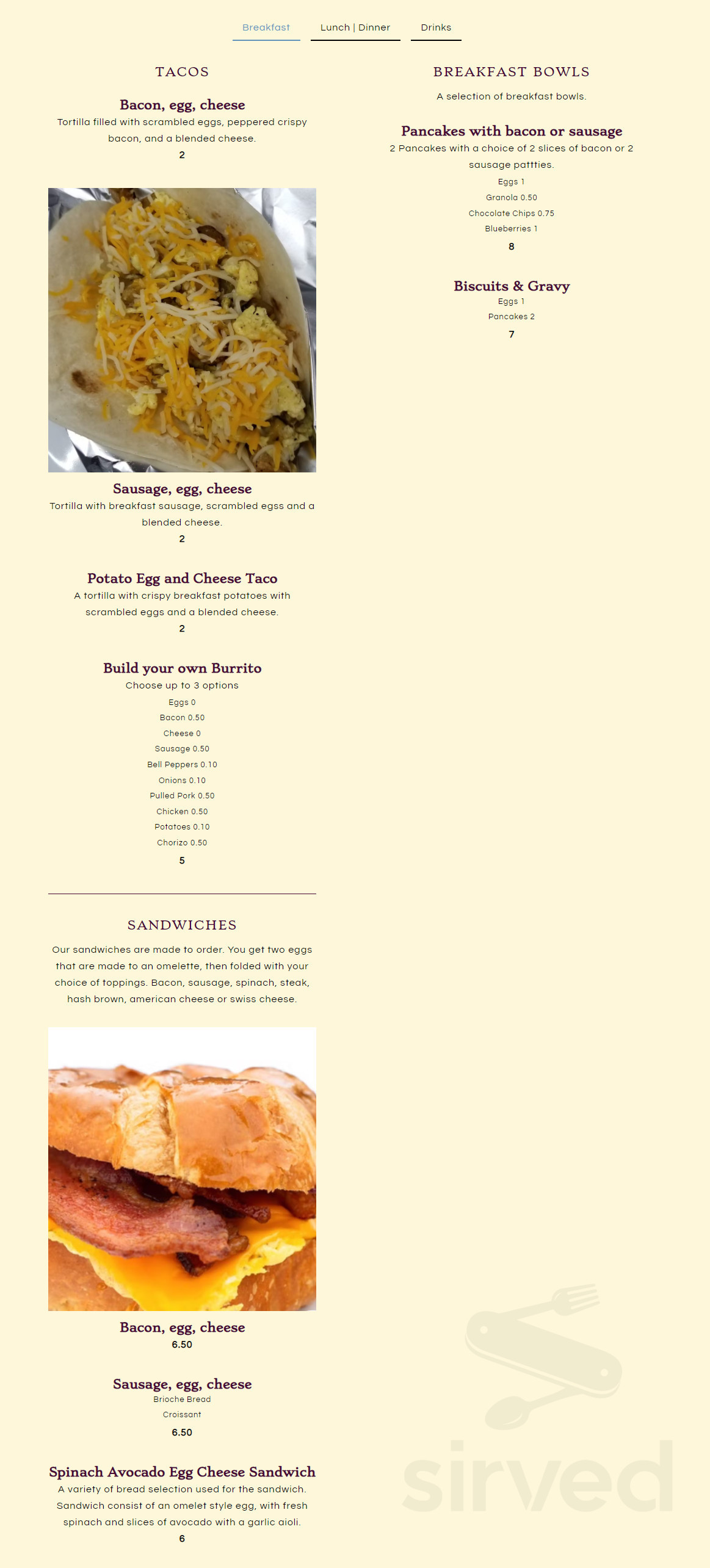 Menu for Hidden Treasures Cafe Inc in Boerne, TX | Sirved