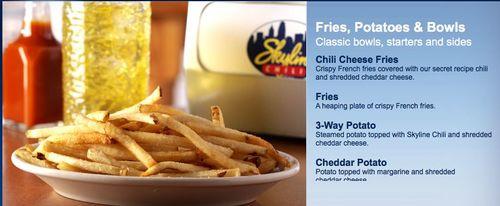 Skyline Chili menu in Columbus, Ohio, USA