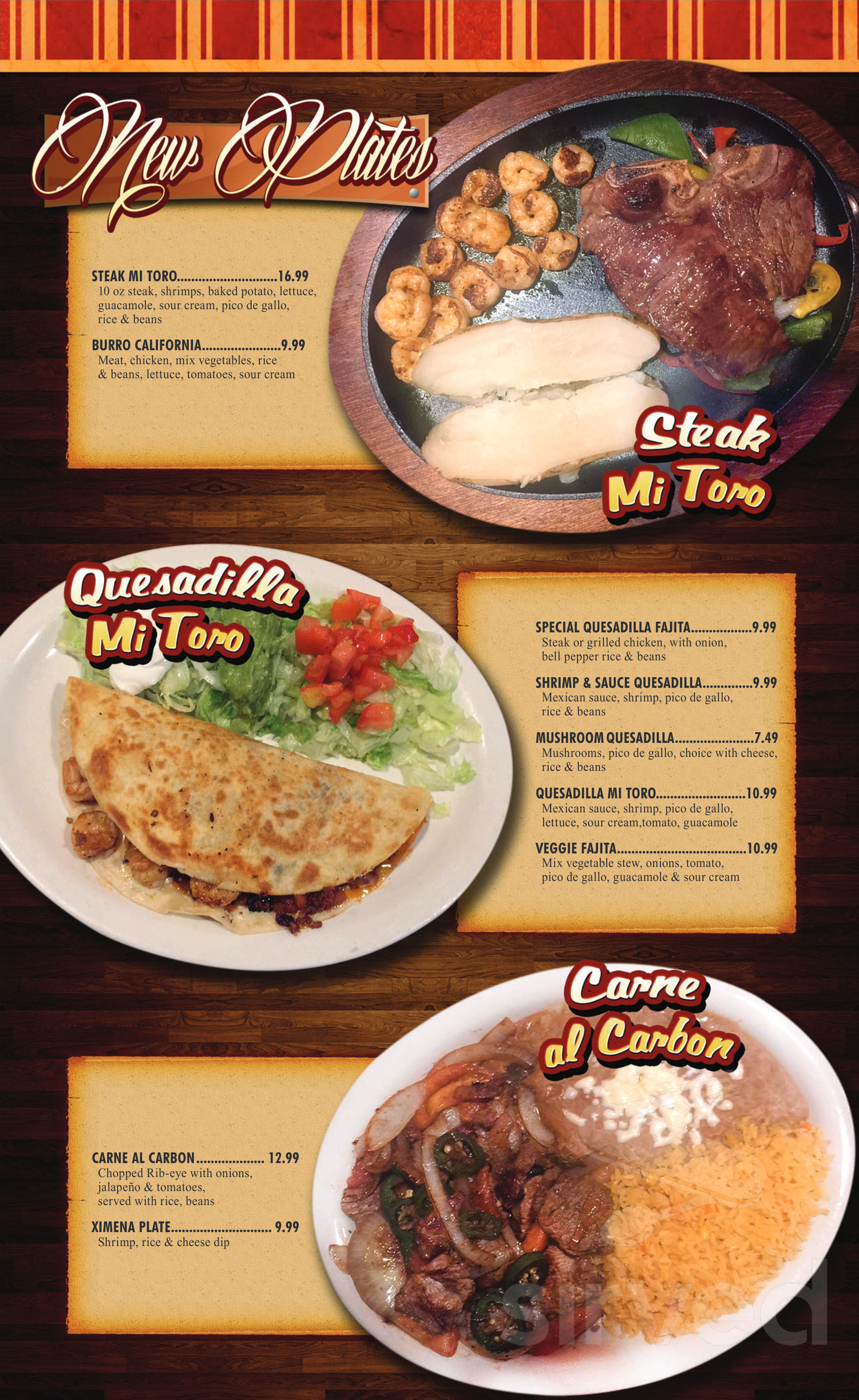 El Toro Loco menu in Memphis, Tennessee, USA