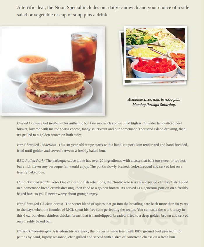 Menu - Springfield IL's MCL Restaurant & Bakery Springfield | Sirved
