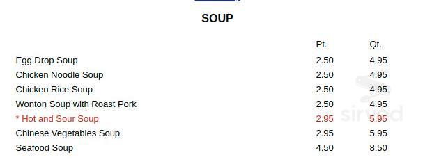 Joy Wah Restaurant menu in Bellows Falls, Vermont, USA