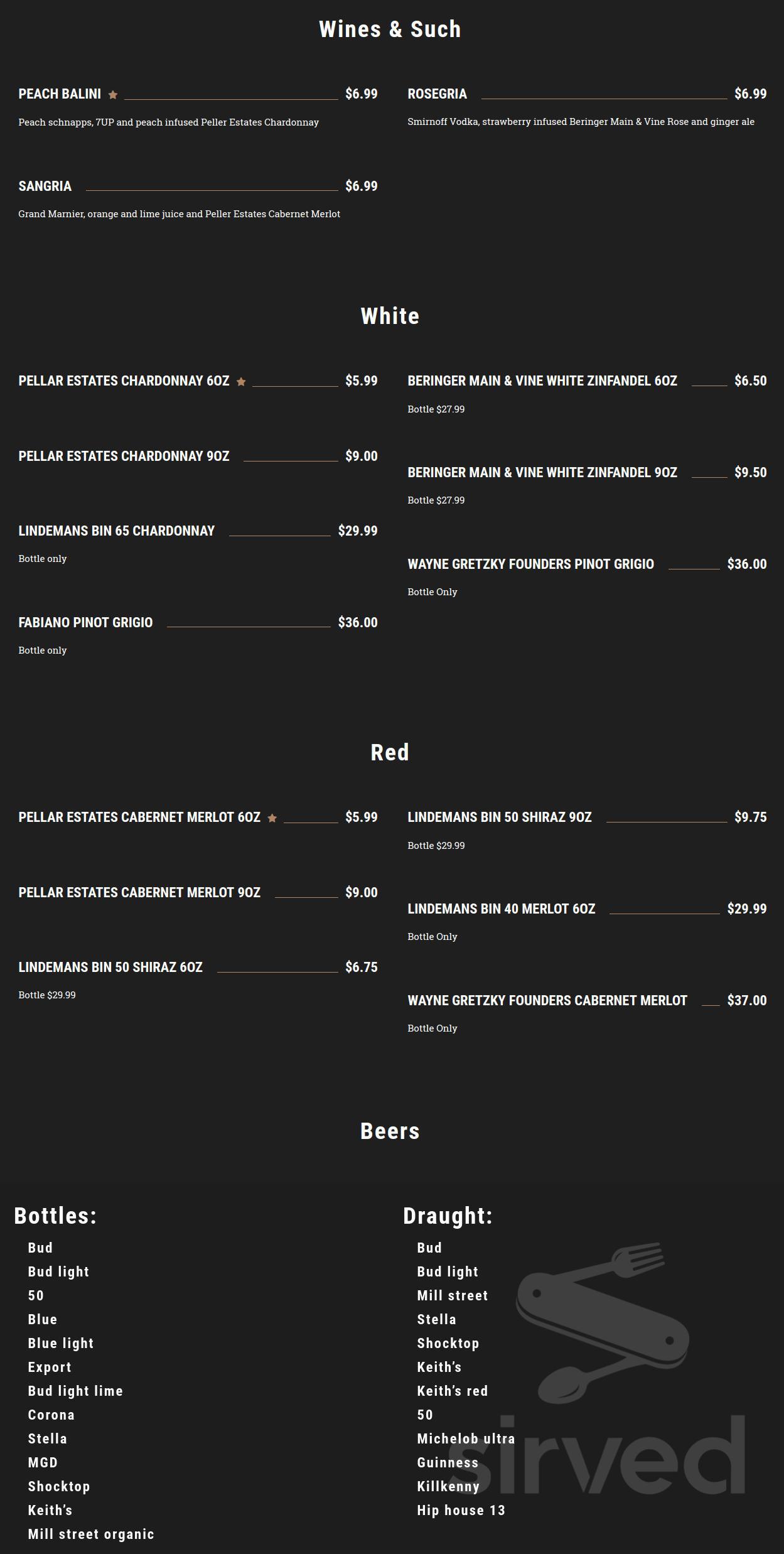 The Jokers Crown Pub menu in Ingersoll, Ontario, Canada