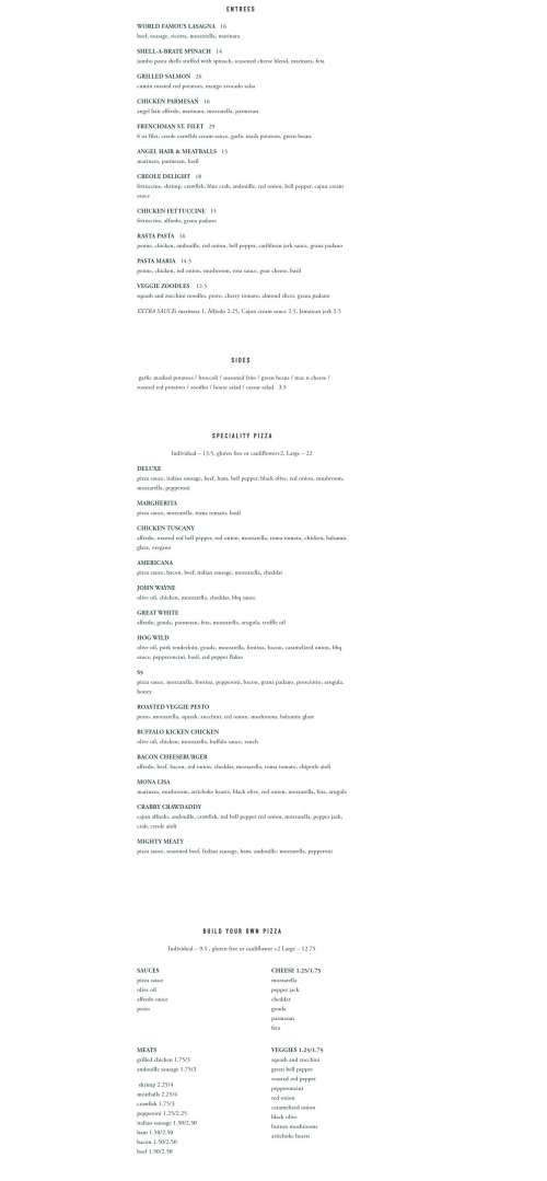 Venice Kitchen menu in Memphis, Tennessee, USA