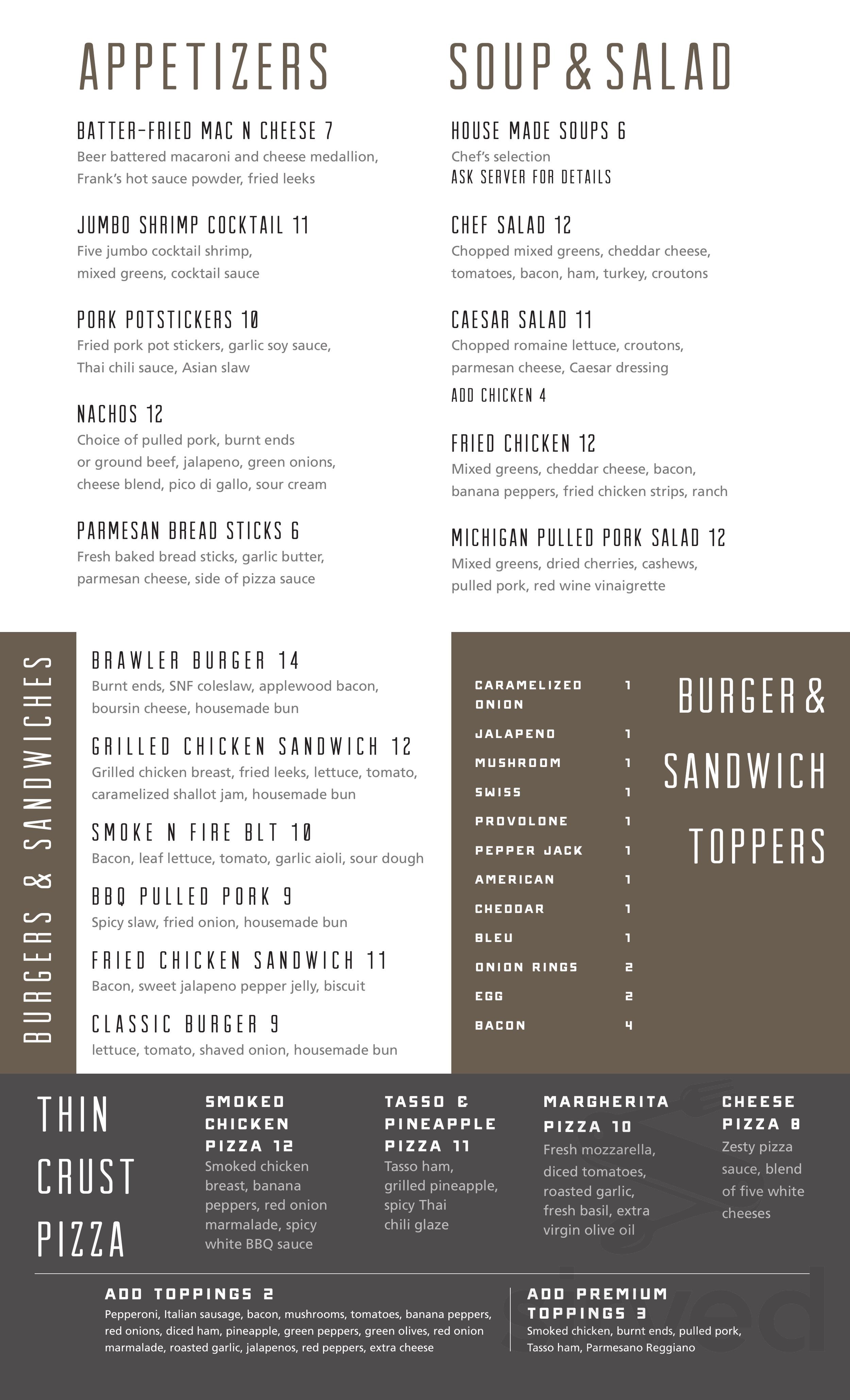 Smoke ‘N Fire menu in Battle Creek, Michigan, USA