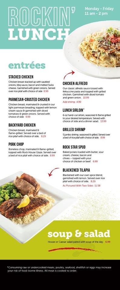 Rock House menu in Searcy, Arkansas, USA