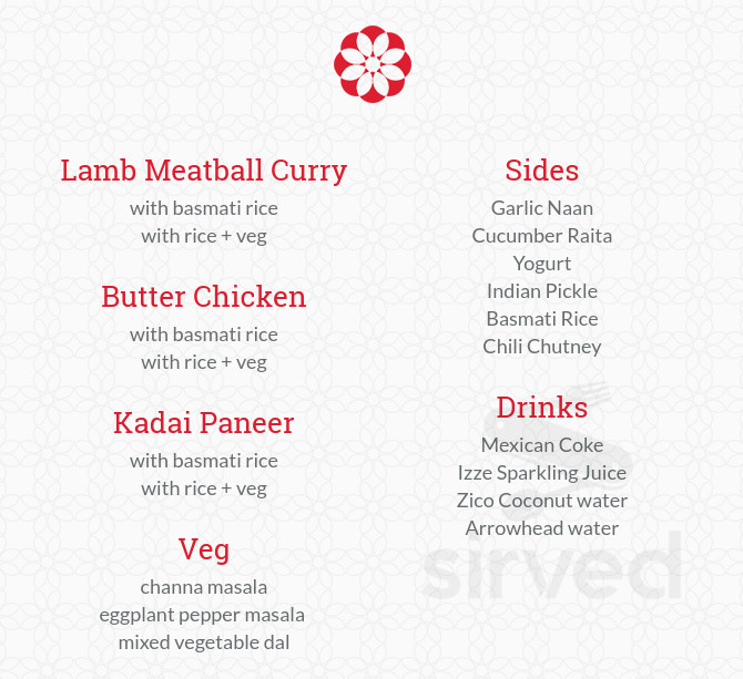 NaanSense food truck menu in Seattle, Washington, USA