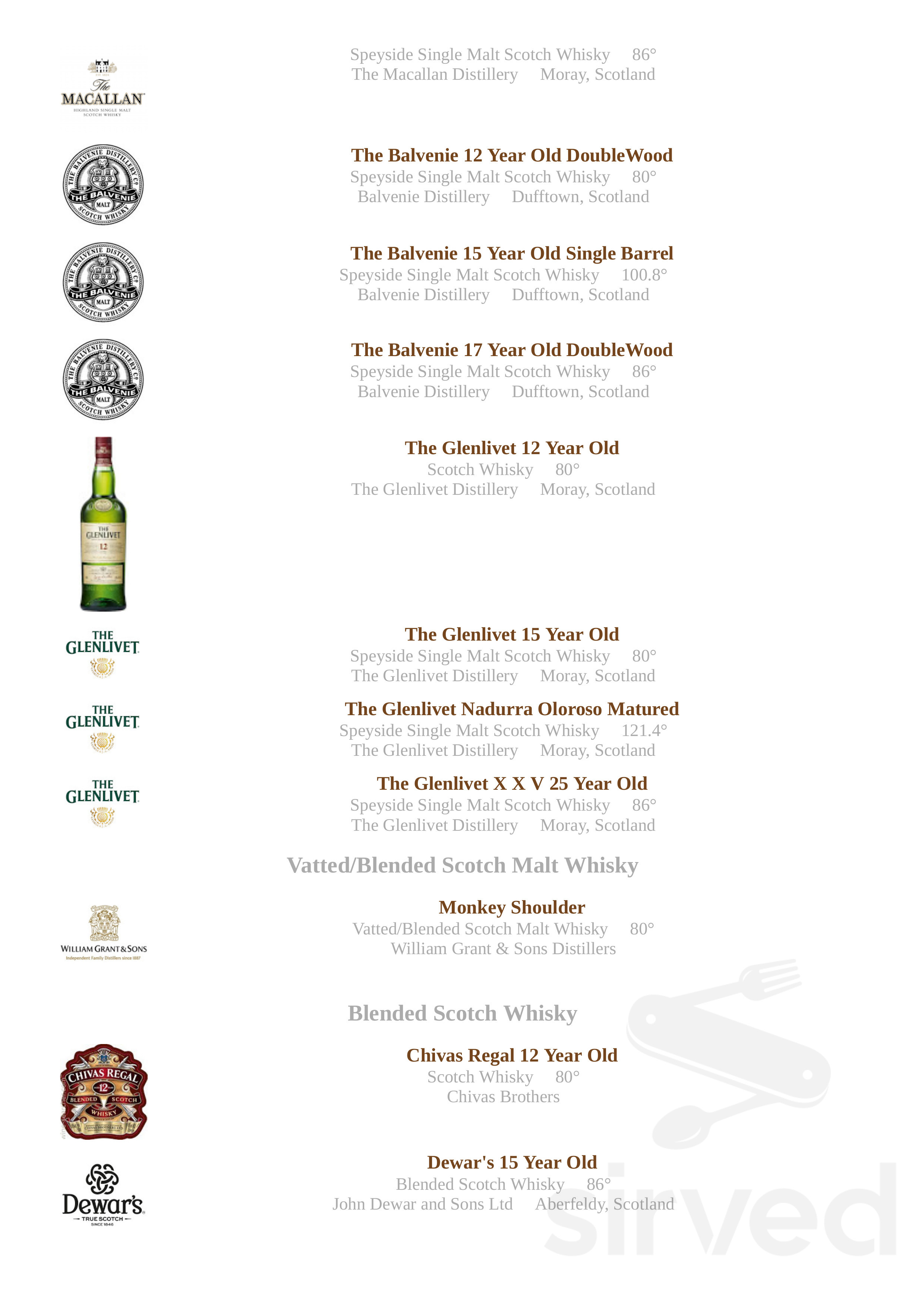 The Refuge Bar & Bistro menu in The Woodlands, Texas, USA