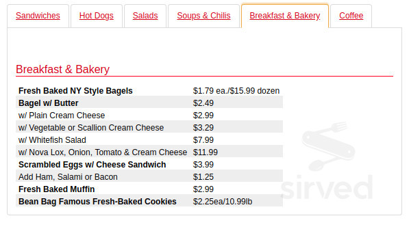 The Bean Bag Deli & Catering Llc menu in Rockville, Maryland, USA