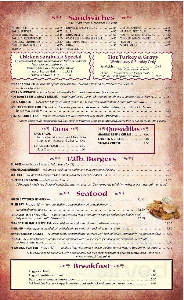 Lunetta's Restaurant menu in Cheektowaga, New York, USA