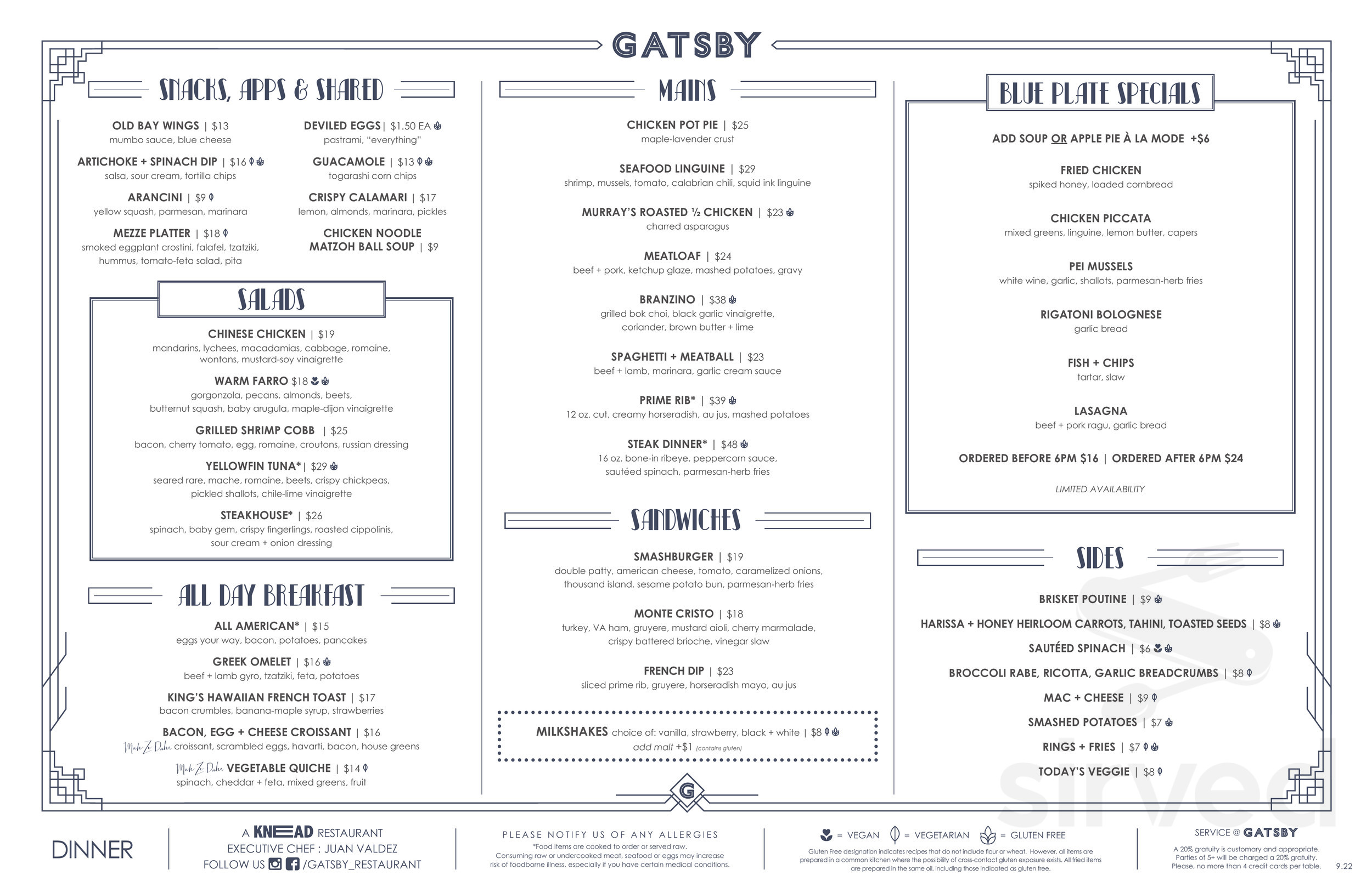 GATSBY menu in 1205 Half St SE Suite #105, Washington, DC 20003