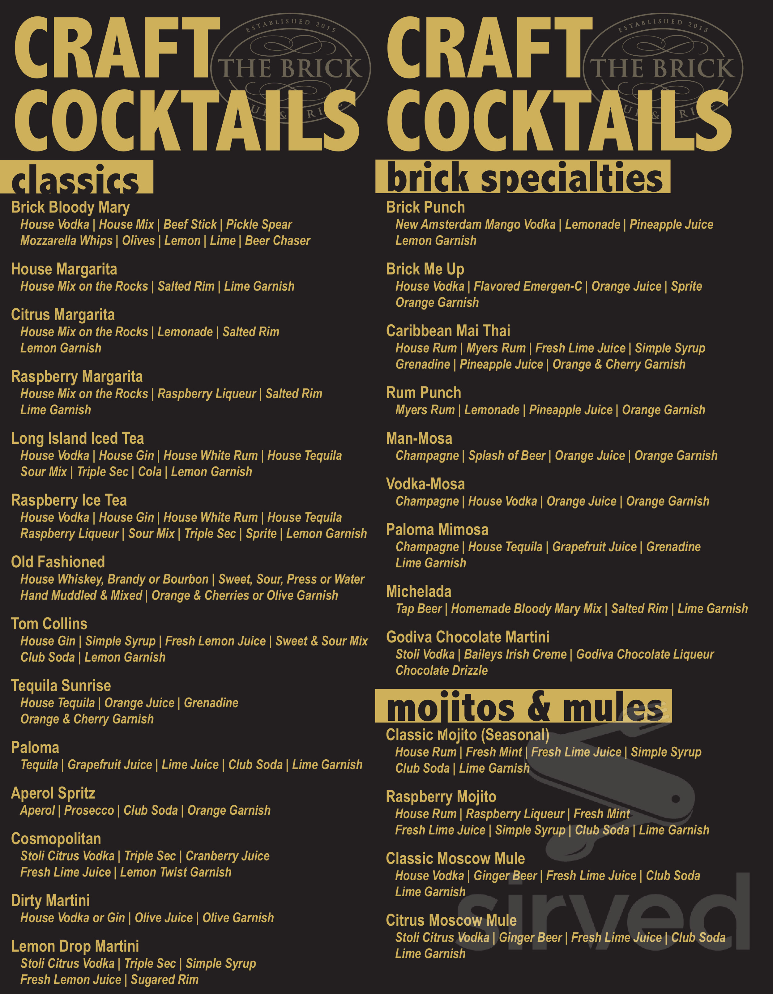 The Brick Pub and Grill menus in Glendale, Wisconsin, United States