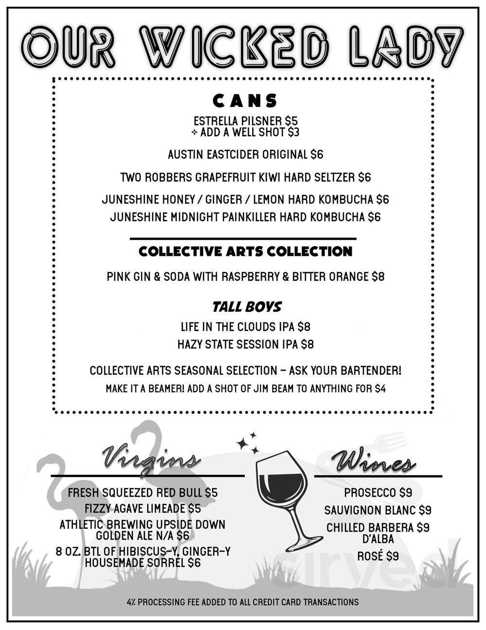 Menu for Our Wicked Lady in Brooklyn, New York, United States