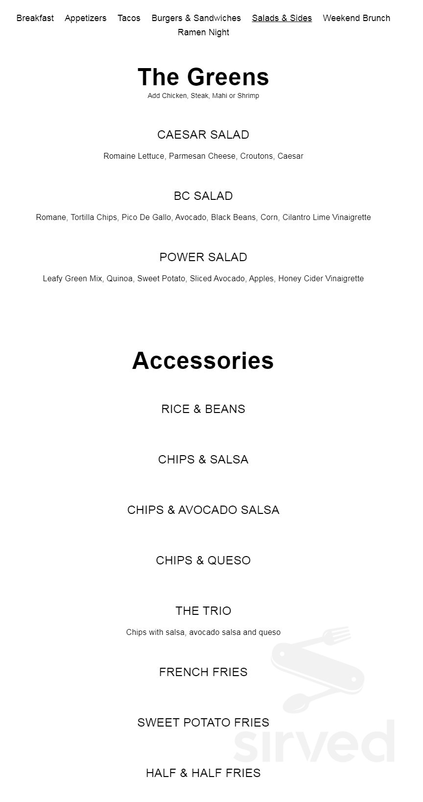 BC Tacos menus in Coral Springs, Florida, United States