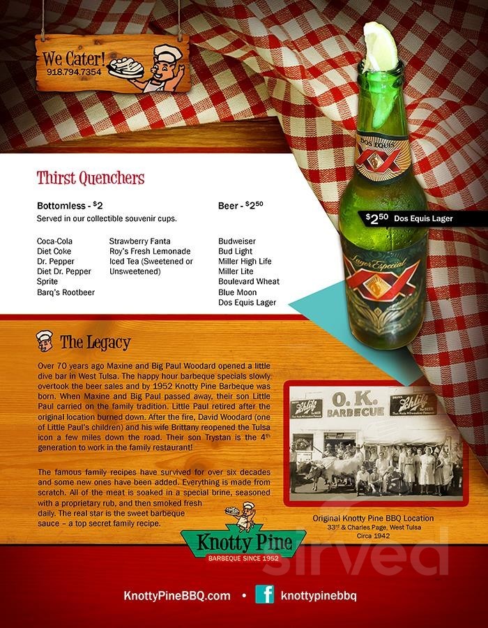 Knotty Pig BBQ, Burger & Chili House menu in Tulsa, Oklahoma, USA