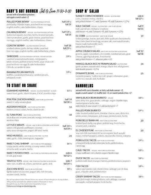 El Segundo menu in Sechelt, British Columbia, Canada