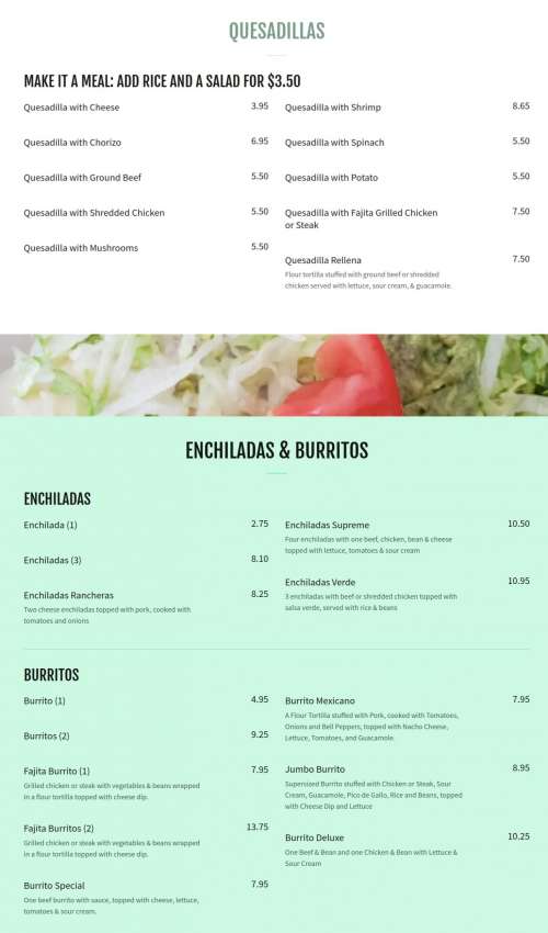 El Nopalito Mexican Restaurant menu in Kennesaw, Georgia, USA