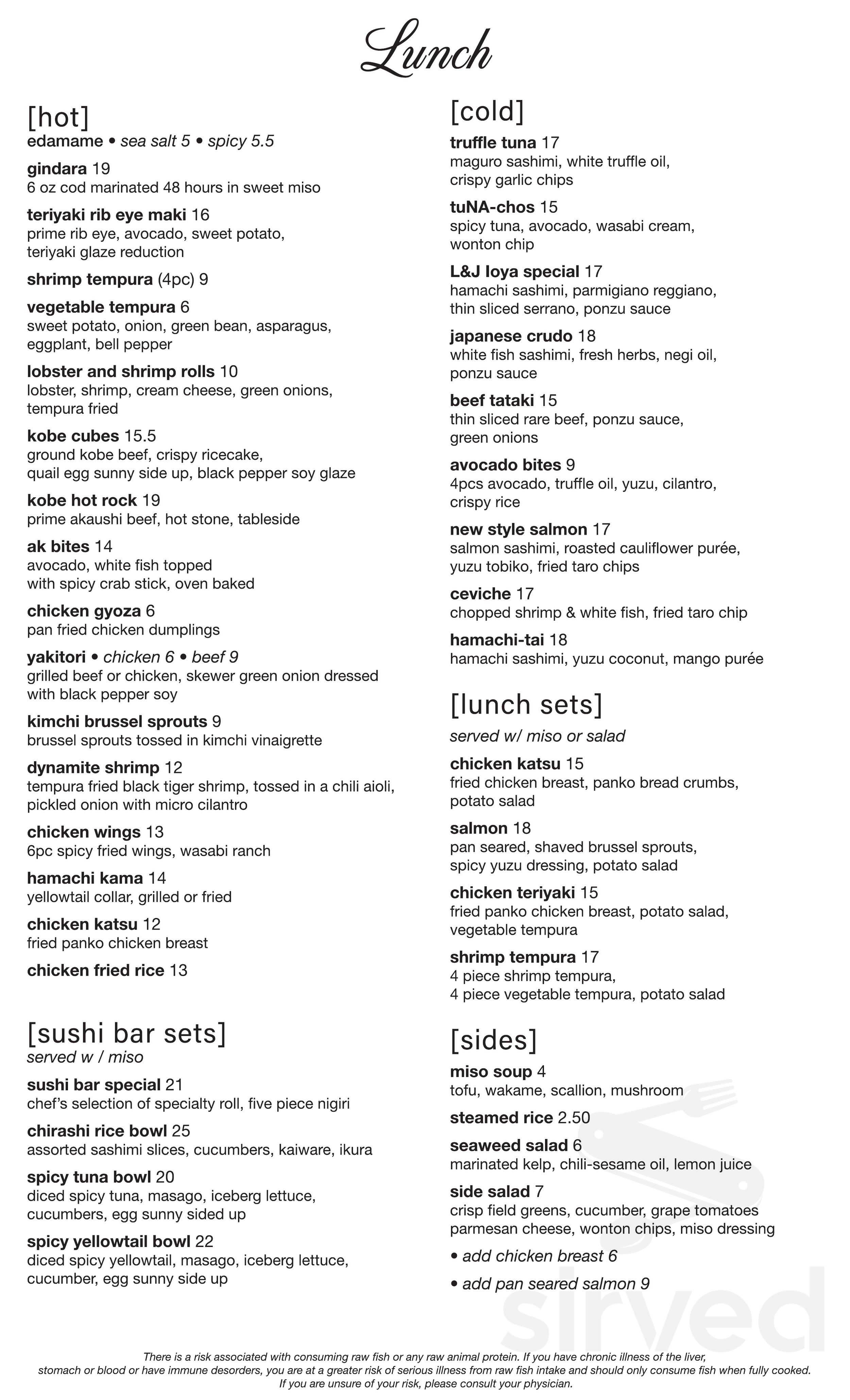 Sushi Rebel menu in Spring, Texas, USA