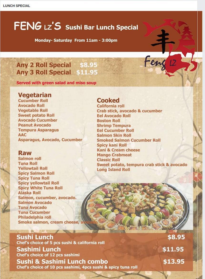 Feng Lz Hibachi Sushi & Bar menu in Broadview Heights, Ohio, USA
