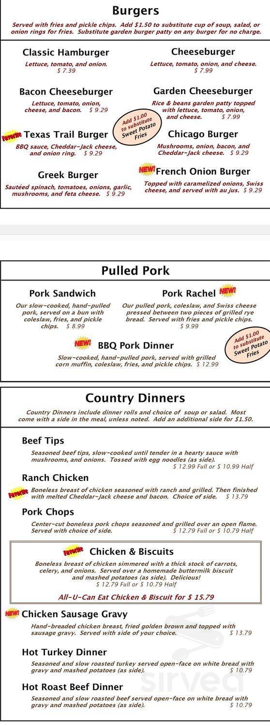 Menu - Endicott NY's Our Country Hearts Restaurant | Sirved