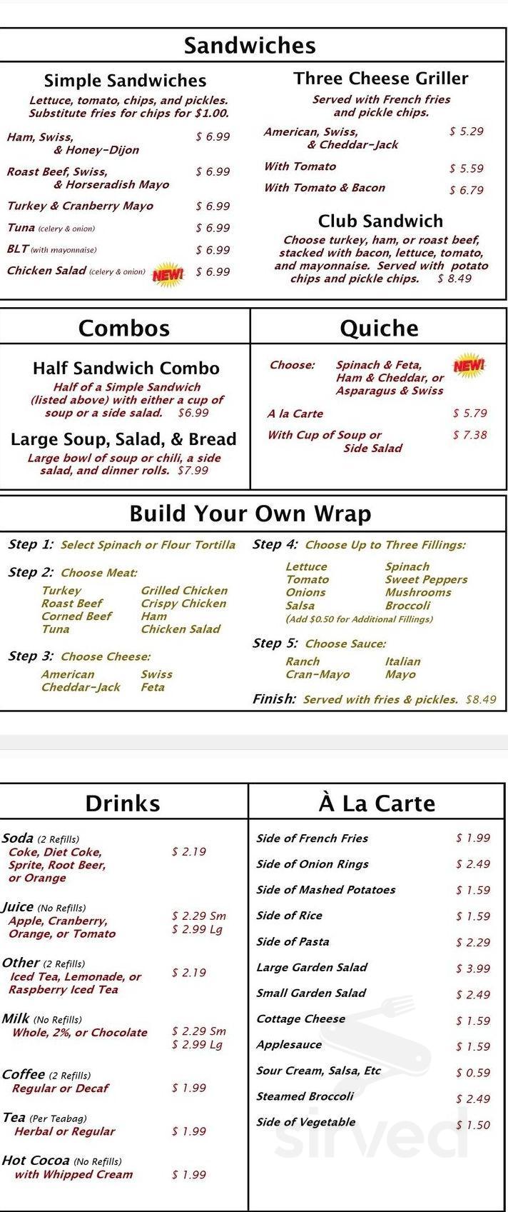 Our Country Hearts Restaurant menu in Endicott, New York, USA