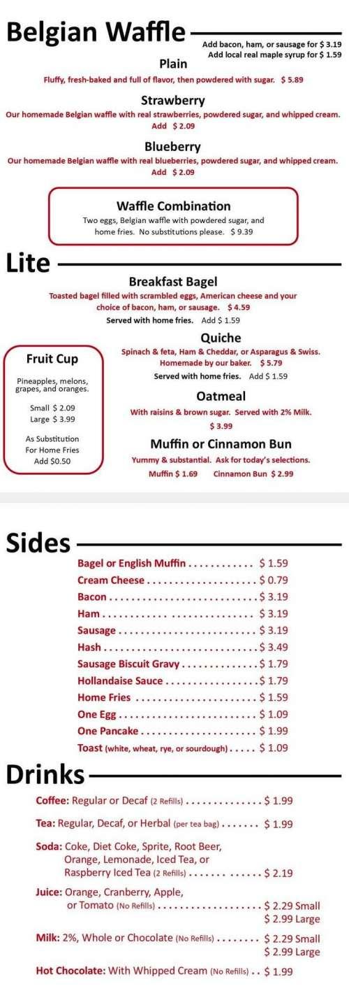 Our Country Hearts Restaurant menu in Endicott, New York, USA