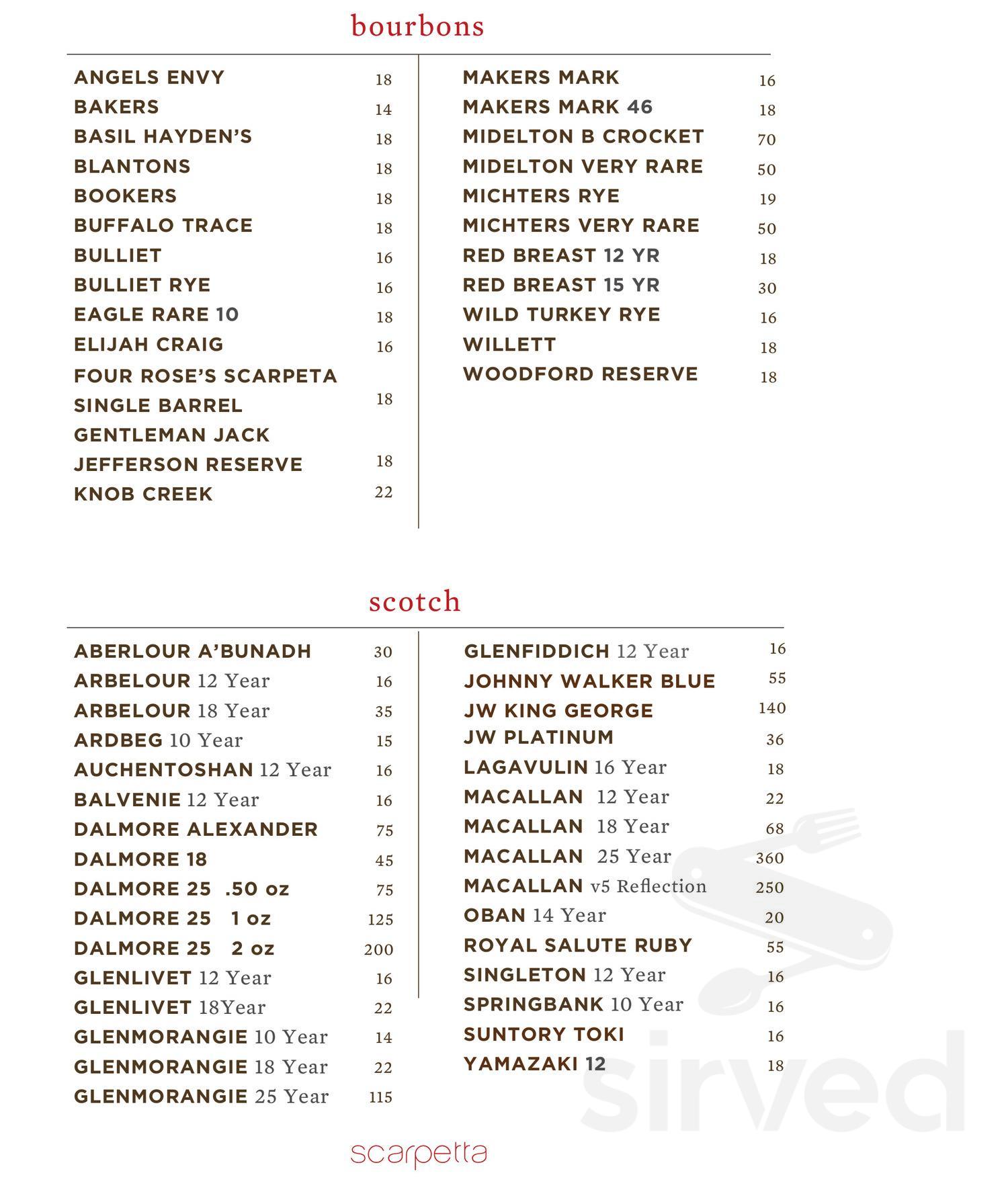Scarpetta menus in Las Vegas, Nevada, United States