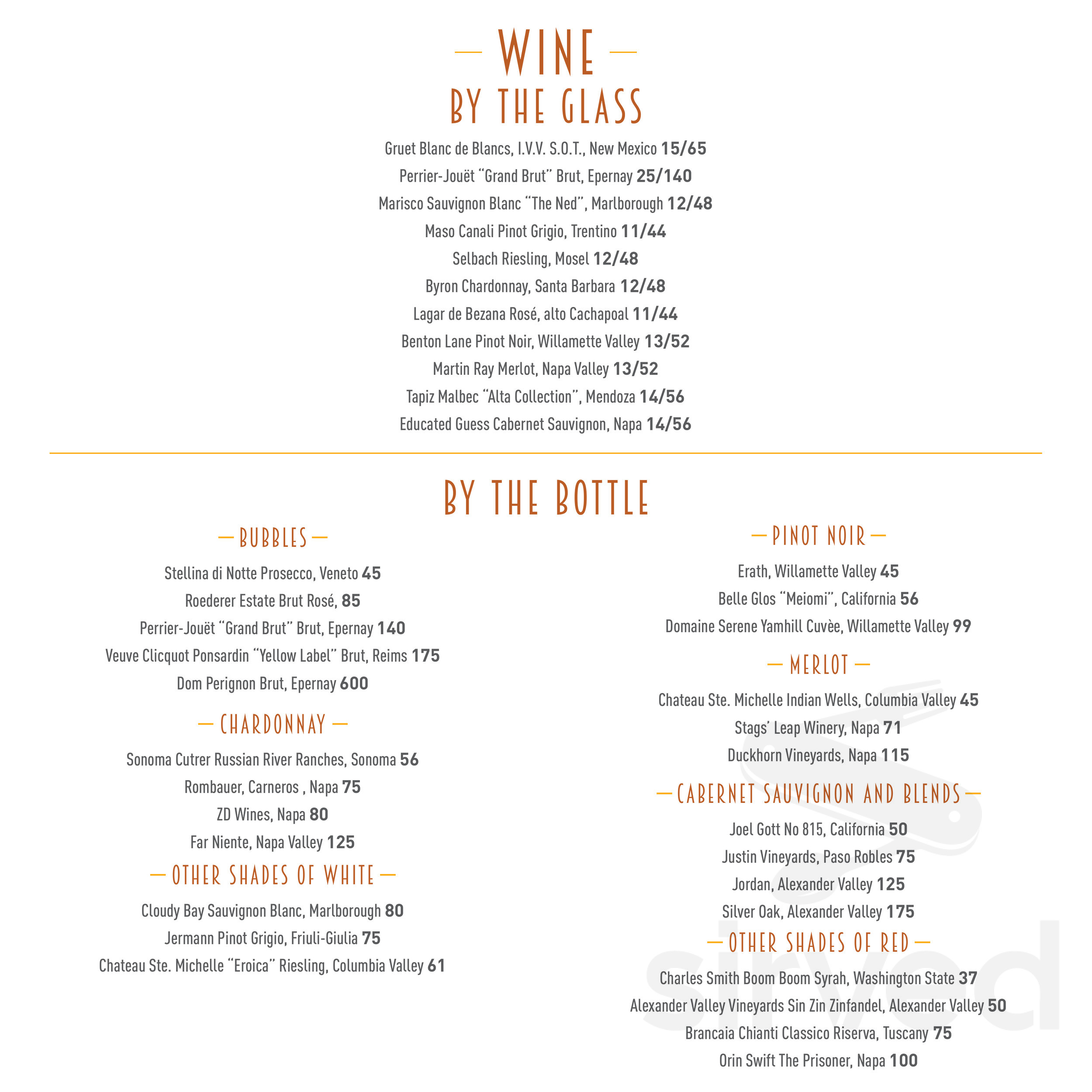 The Henry menu in Las Vegas, Nevada, USA