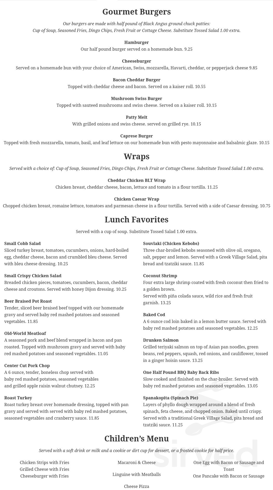 Menu for Maxim's At Oconomowoc Depot in Oconomowoc, WI | Sirved