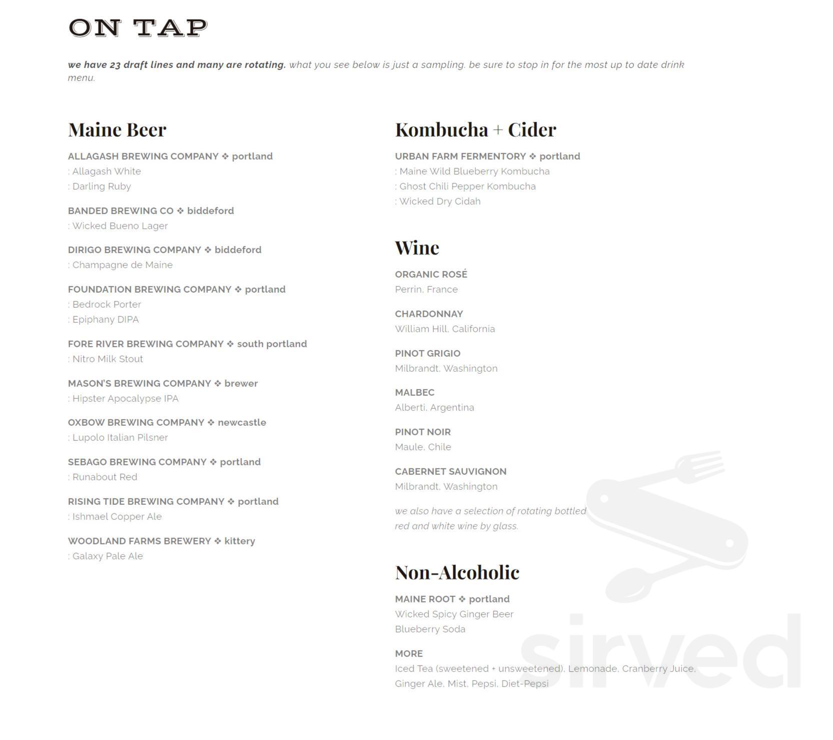 Menu - Bar Harbor ME's The Barnacle | Sirved