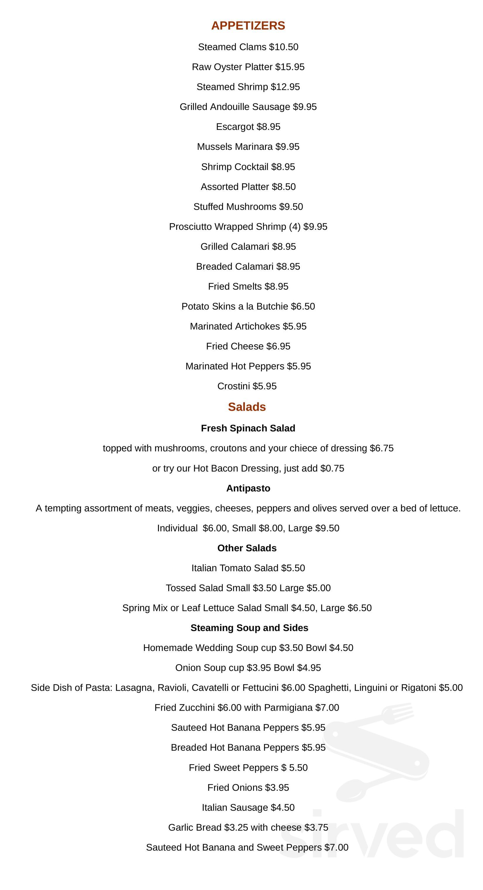 Rizzo's of Windber menus in Windber, Pennsylvania, United States