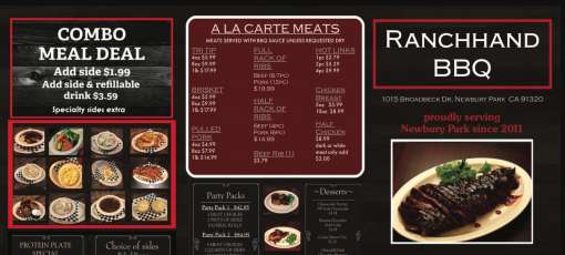 Menu for Ranch Hand BBQ in Newbury Park, CA | Sirved