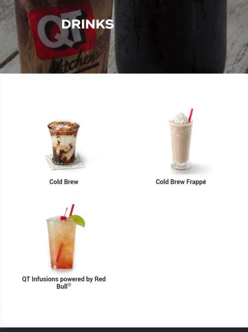 QuikTrip menu in Greer, South Carolina, USA