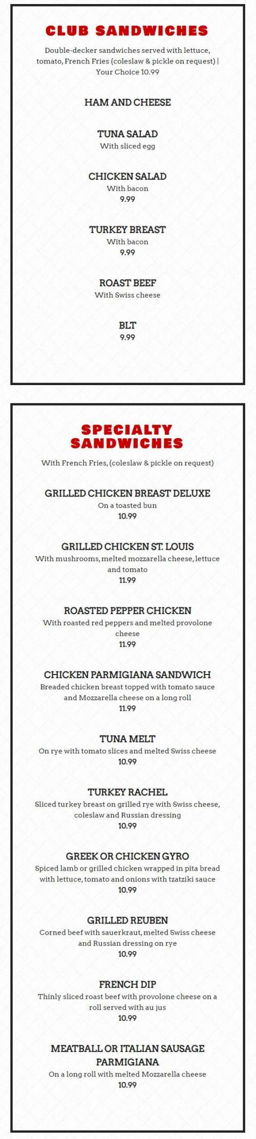 Melrose Diner menu in Philadelphia, Pennsylvania, USA