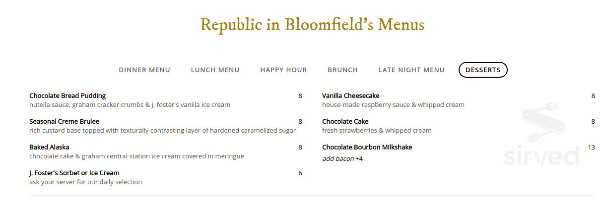 Republic Gastropub menu in Bloomfield, Connecticut, USA