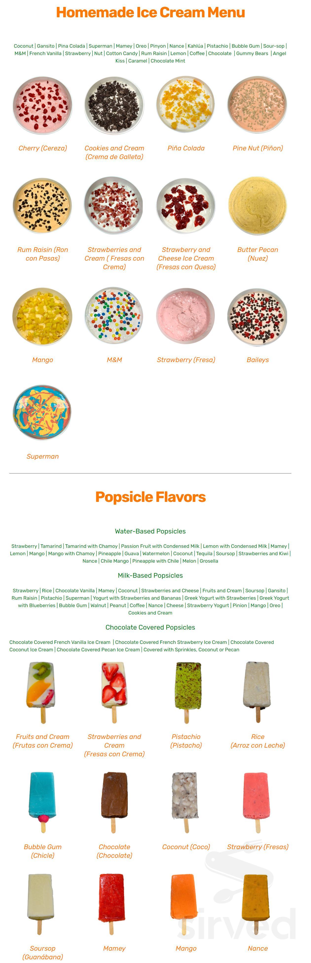 Happy Sun Ice Cream Cape Coral menu in Cape Coral, Florida, USA