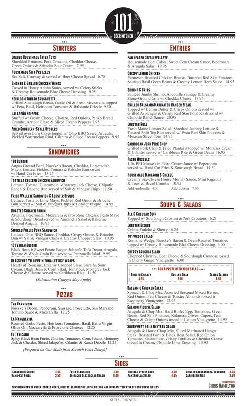 101 Beer Kitchen menu in Gahanna, Ohio, USA