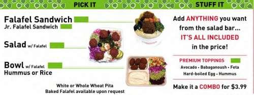Maoz Vegetarian menu in Boca Raton, Florida, USA