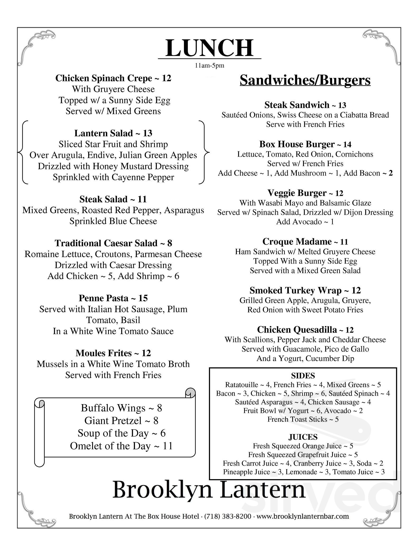 Brooklyn Lantern menu in Brooklyn, New York, USA