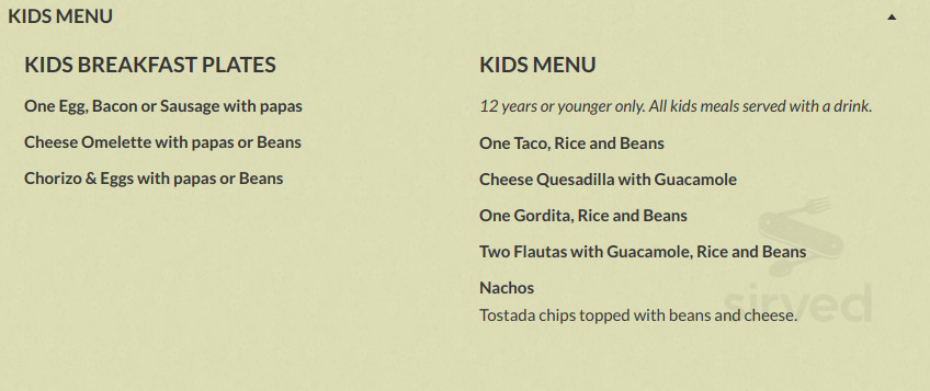 Los Compas Mexican Restaurant menu in Las Cruces, New Mexico, USA