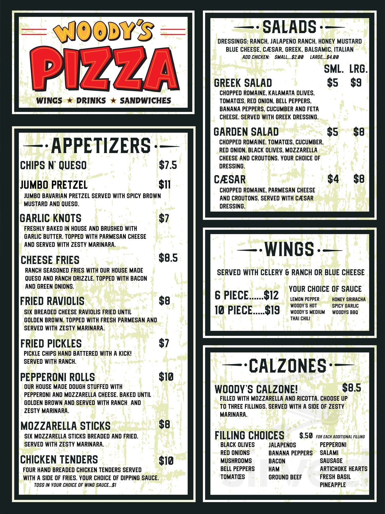 Little Woodrow's Parmer menu in Austin, Texas, USA