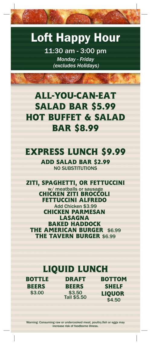 Pasta Loft Restaurant & Brewing Co. menu in Milford, New Hampshire, USA