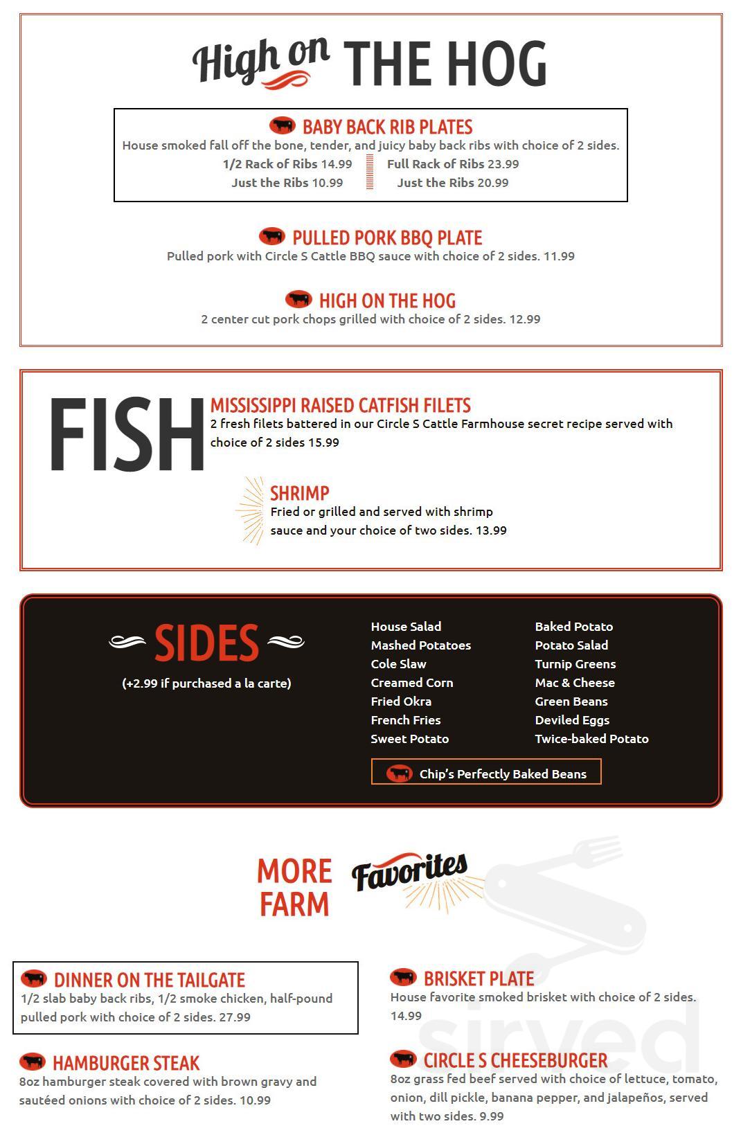 Circle S Butcher Block & Farm Kitchen menu in Morristown, Tennessee, USA