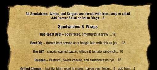 Menu for Historic Dewdney Pub and Liquor Store in Dewdney, BC | Sirved