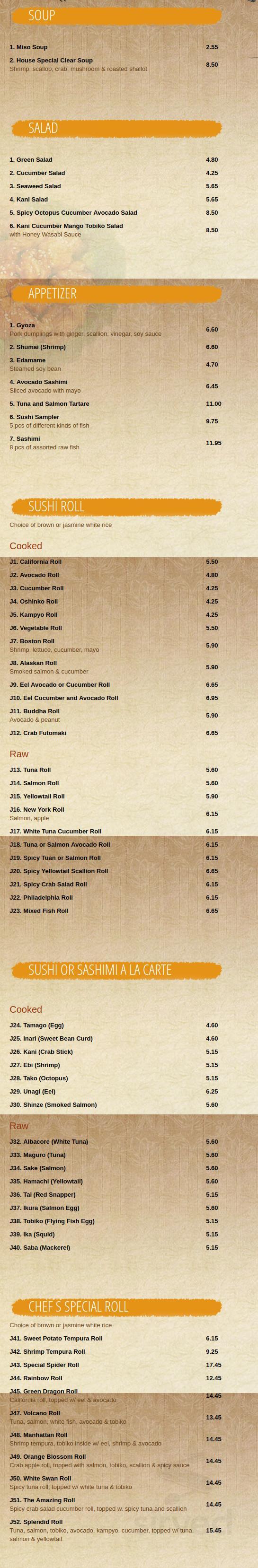 Chopstick menu in Catskill, New York, USA
