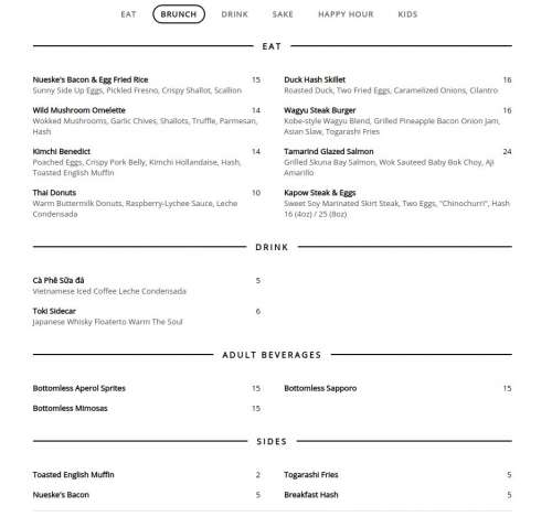 Kapow Noodle Bar menu in Boca Raton, Florida, USA