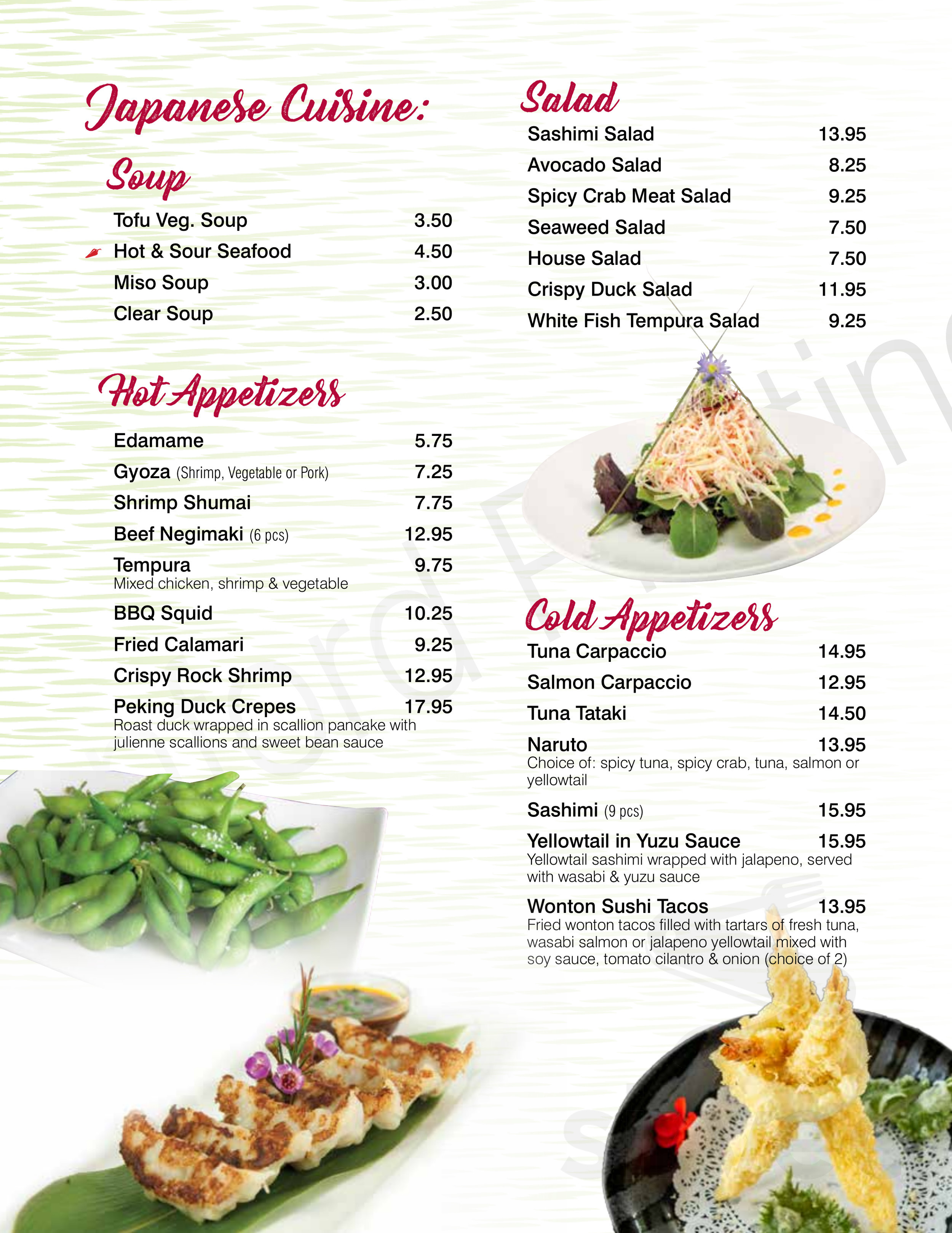 Menu - Mendham Borough NJ's Aoyama Chinese & Japanese Cuisine | Sirved