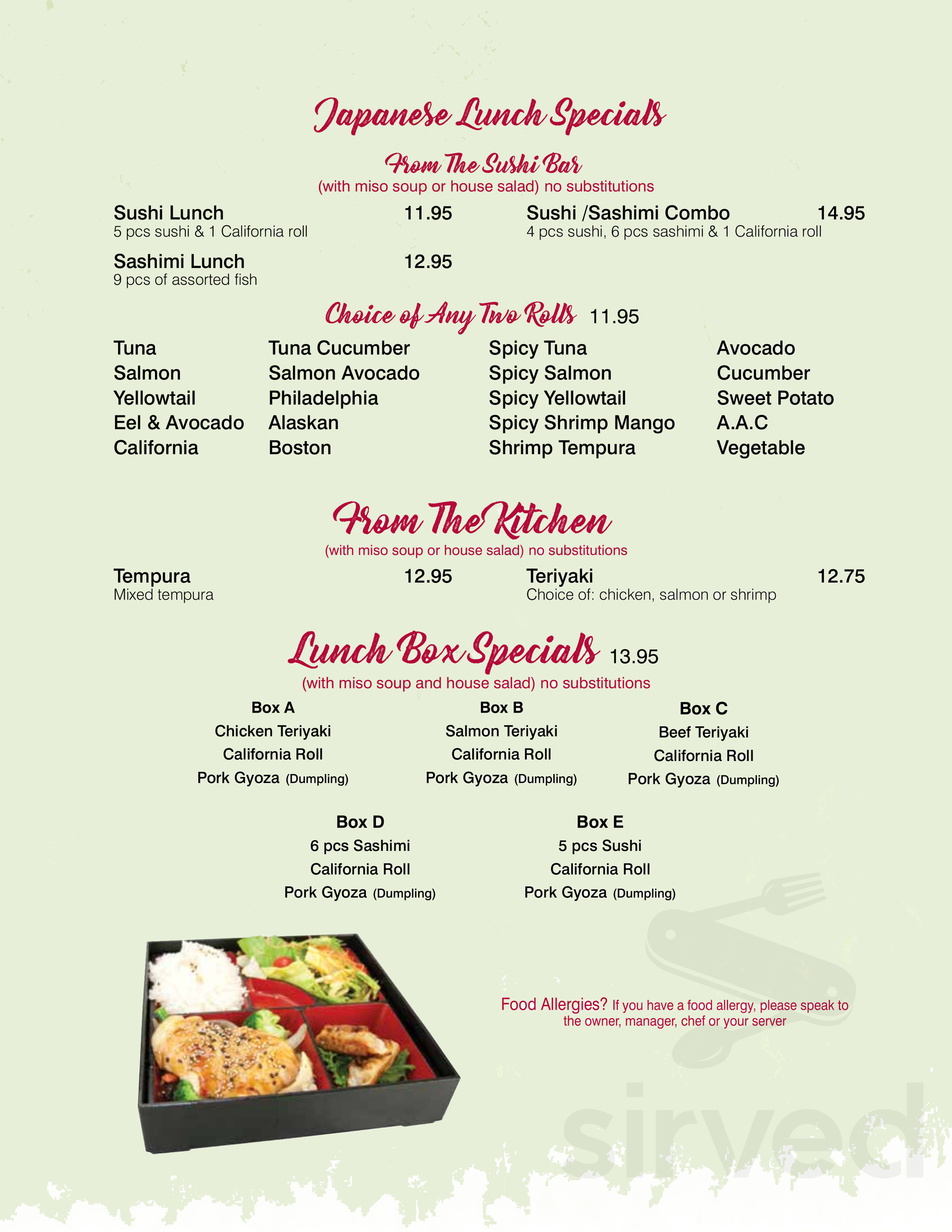 Aoyama Chinese & Japanese Cuisine menu in Mendham Township, New Jersey, USA